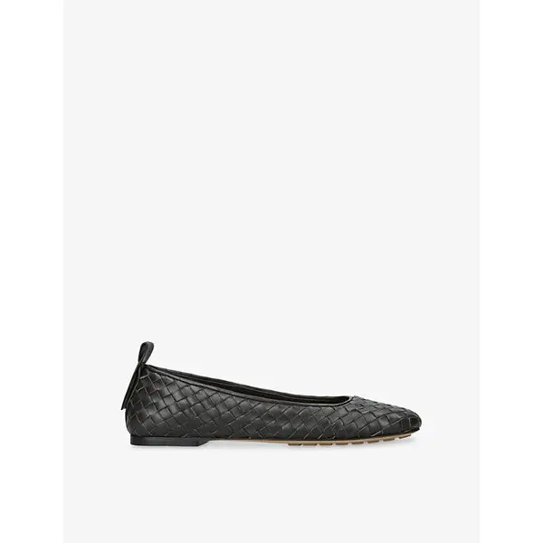 Bottega Veneta Charlotte Leather Ballerina Flats - Dark Brown