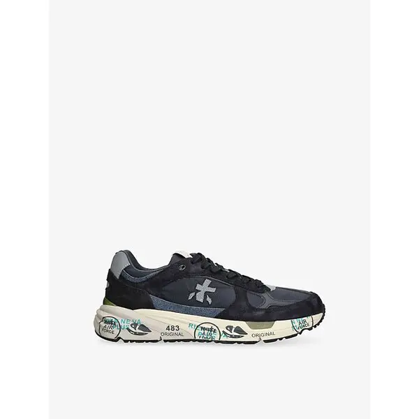 Premiata Mase Suede And Woven Trainers - Navy