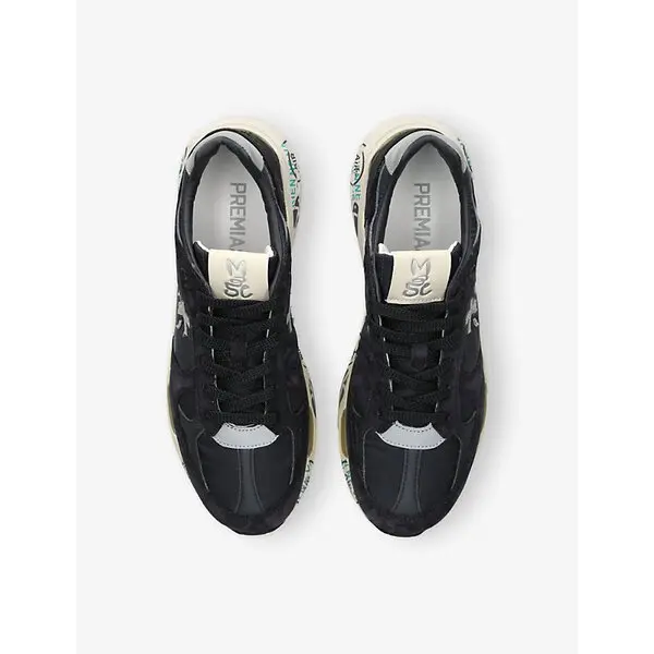 Premiata Mase Suede And Woven Trainers - Navy