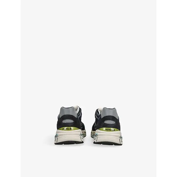 Premiata Mase Suede And Woven Trainers - Navy