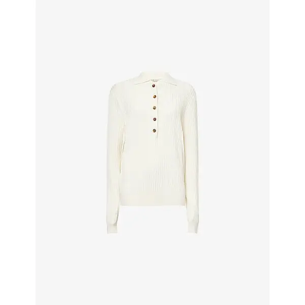 BLAZÉ MILANO Alegria Cable-knit Polo Top - Cream