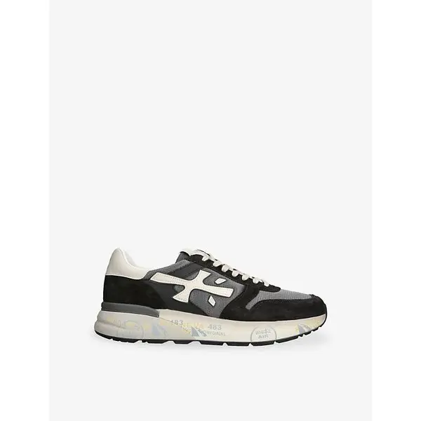 Premiata Mick Suede And Woven Trainers - Blk/white