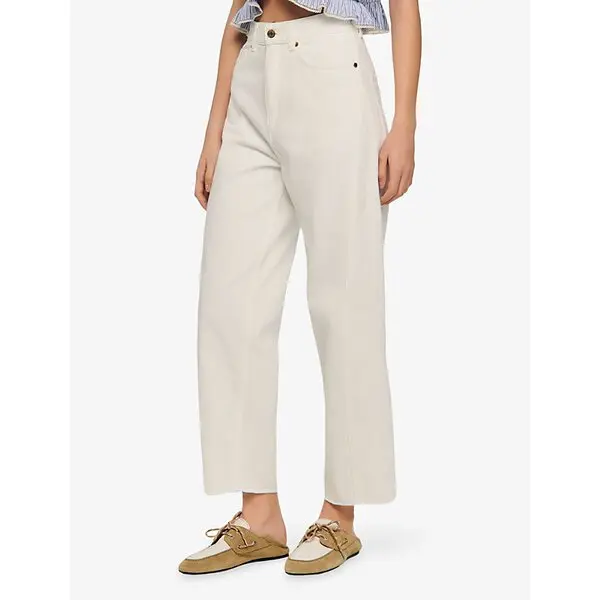 Sandro High-rise Barrel-leg Jeans - White