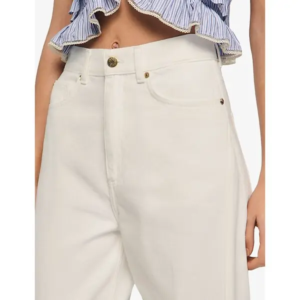 Sandro High-rise Barrel-leg Jeans - White