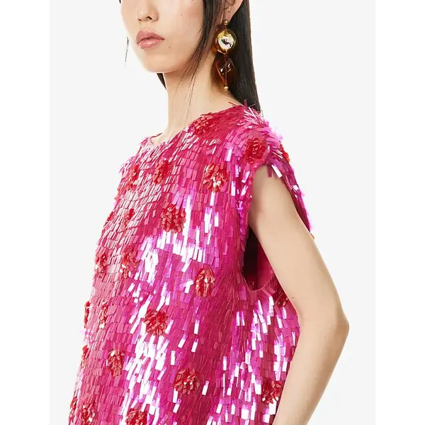 Dries Van Noten Sleeveless Sequin-embellished Silk Top