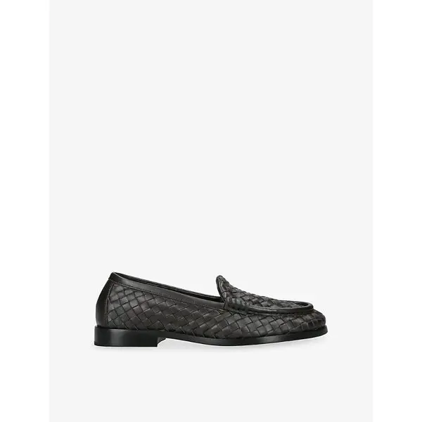 Bottega Veneta Intrecciato Leather Loafers - Dark Brown
