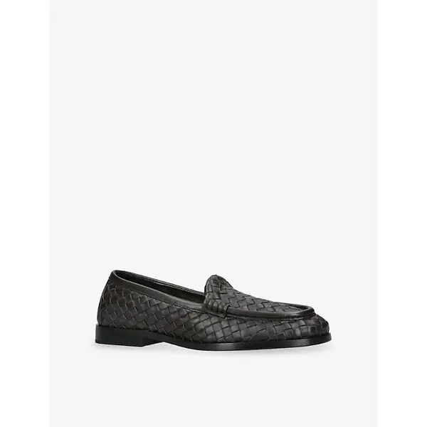 Bottega Veneta Intrecciato Leather Loafers - Dark Brown