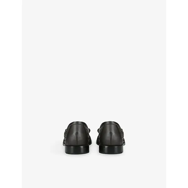 Bottega Veneta Intrecciato Leather Loafers - Dark Brown