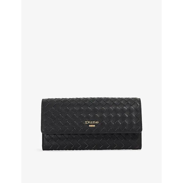 DUNE Kokos Woven Leather Purse - Black Leather