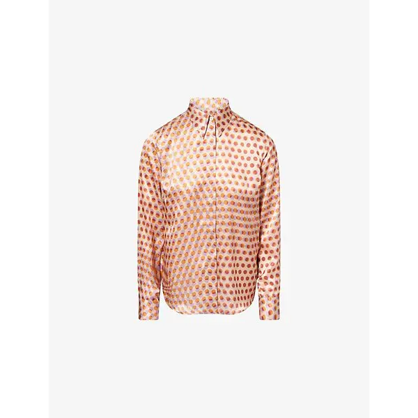 Dries Van Noten Polka Dot Long-sleeve Silk Shirt - Old Rose