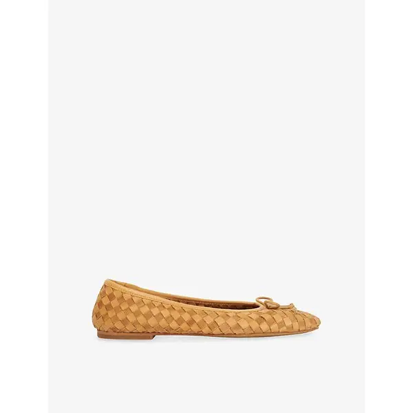 DUNE Heat Woven Leather Ballet Flats - Tan Leather Mix