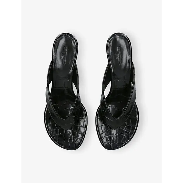 Le Monde Beryl Micro Wedge Leather Sandals - Black