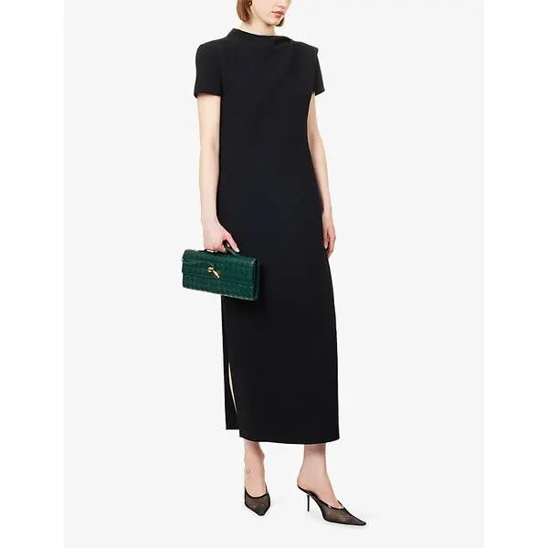 Khaite Iryl Open-back Crepe Midi Dress - Black