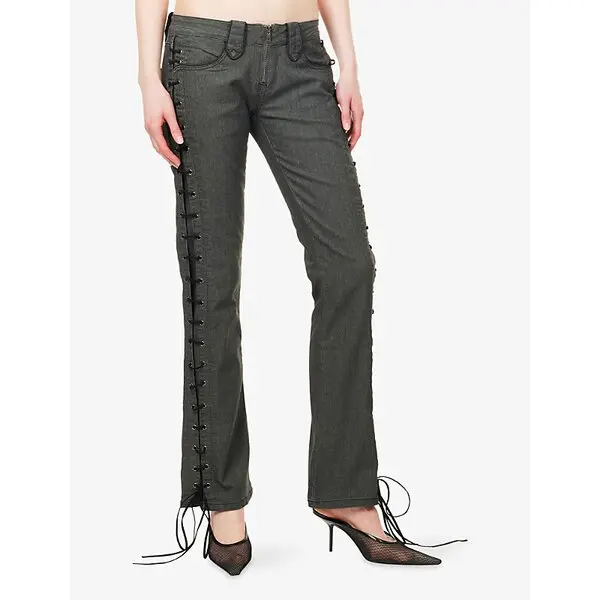 JADED LONDON Charis Lace-up Bootcut Stretch-denim Jeans