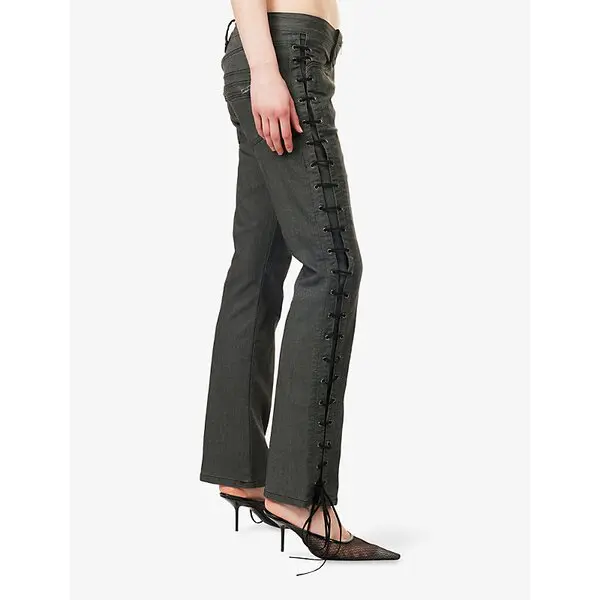 JADED LONDON Charis Lace-up Bootcut Stretch-denim Jeans