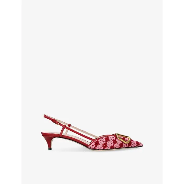 Valentino Garavani Vlogo Crochet Slingbacks - Pink Comb