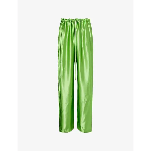 Khaite Rohen Drawstring Satin Trousers - Absinthe
