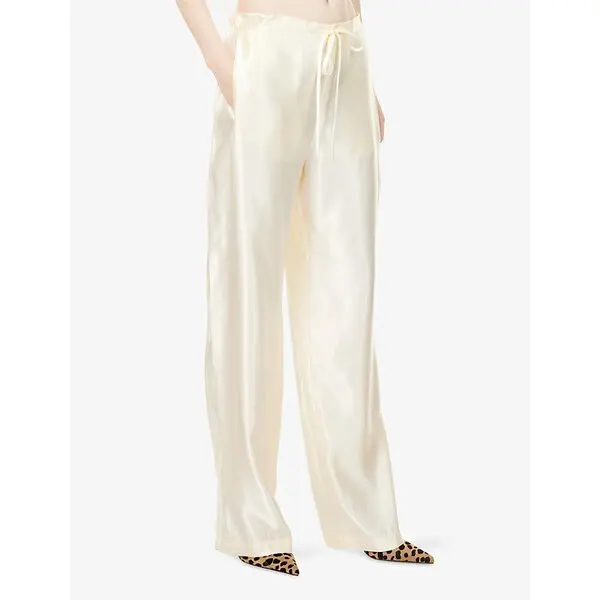Khaite Rohen Drawstring Satin Trousers - Cream
