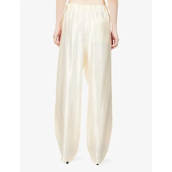 Khaite Rohen Drawstring Satin Trousers - Cream