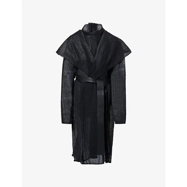 Issey Miyake Cialda Oversized Linen-blend Coat - Dark Navy