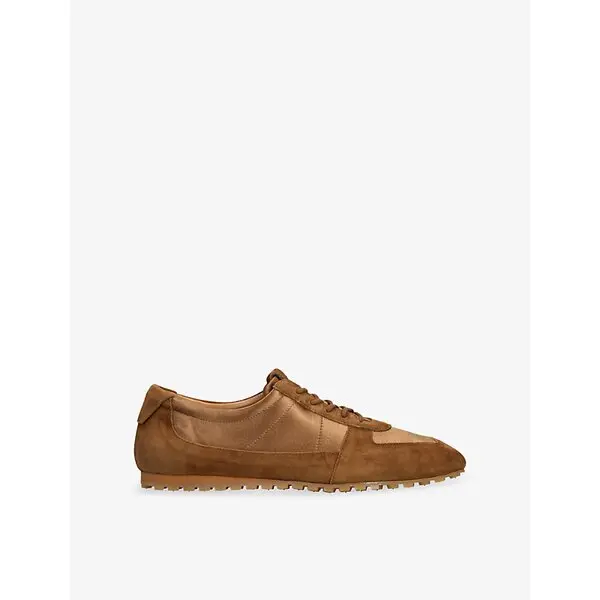 AeydĒ Uma Suede And Satin Trainers - Mid Brown
