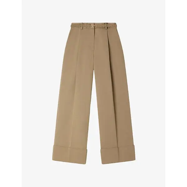 Sandro High-rise Wide-leg Suit Trousers - Beige