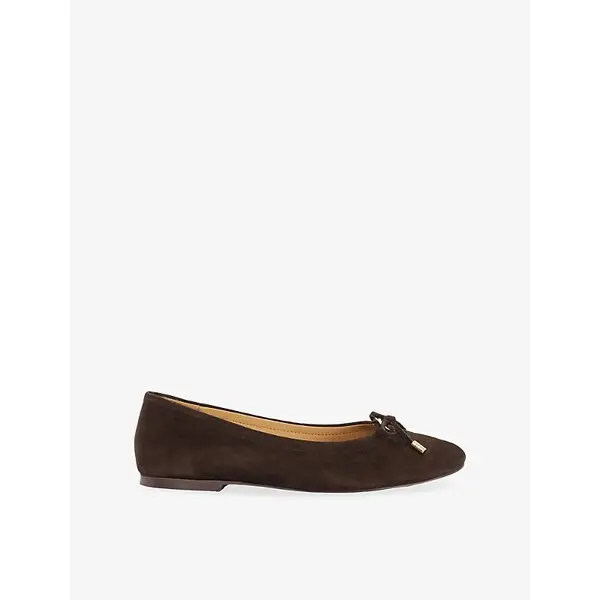 DUNE Hali Suede Ballet Flats - Brown Suede