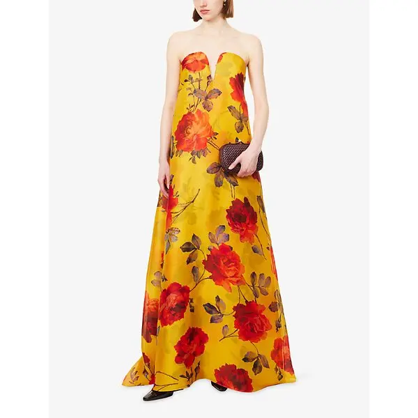 Carolina Herrera Rose-print Silk Gown