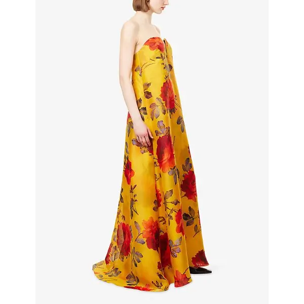 Carolina Herrera Rose-print Silk Gown