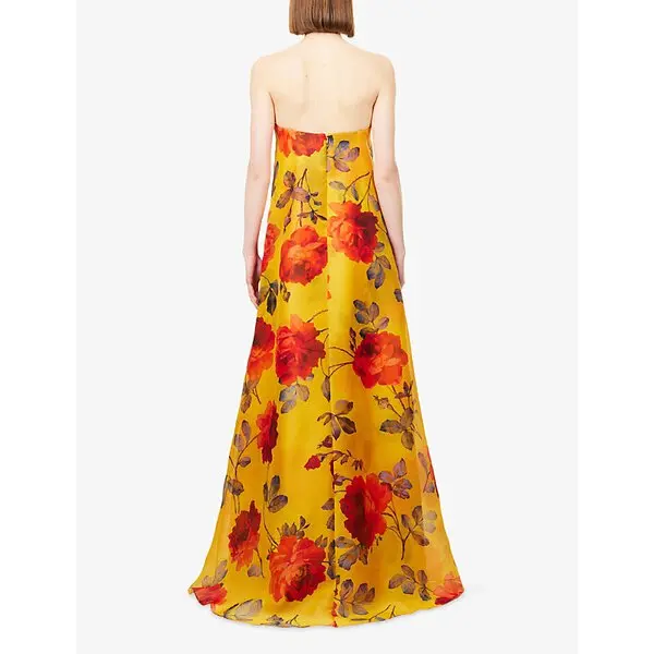 Carolina Herrera Rose-print Silk Gown