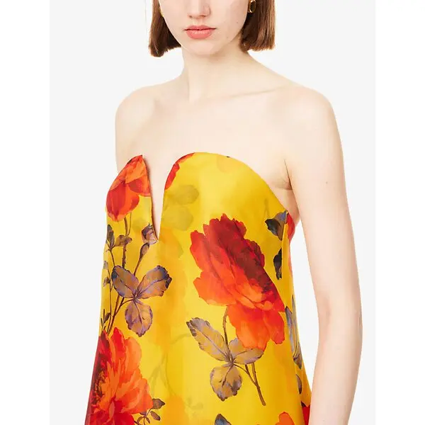 Carolina Herrera Rose-print Silk Gown