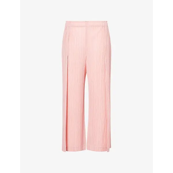 Issey Miyake Split Wide-leg Pleated Trousers - Coral Pink