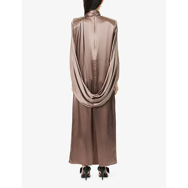 MUGLER Draped Long-sleeve Midi Dress