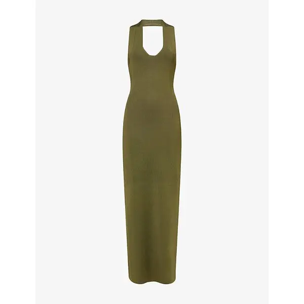 Khaite Mahi Halter-neck Midi Dress - Olive