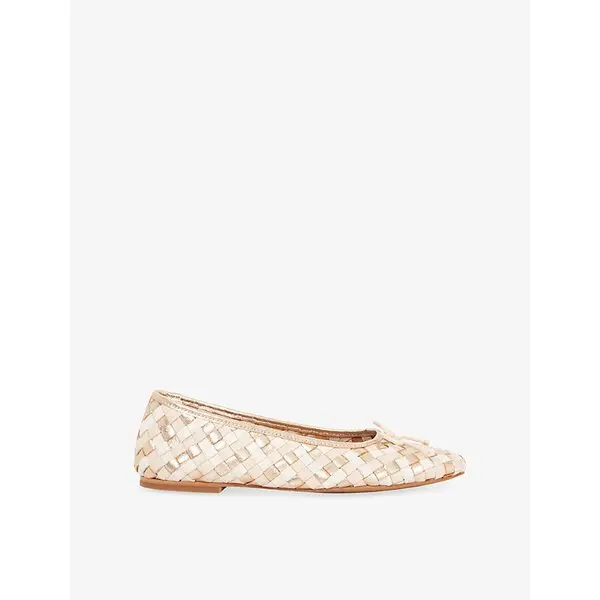 DUNE Heat Woven Leather Ballet Flats - Cream Leather