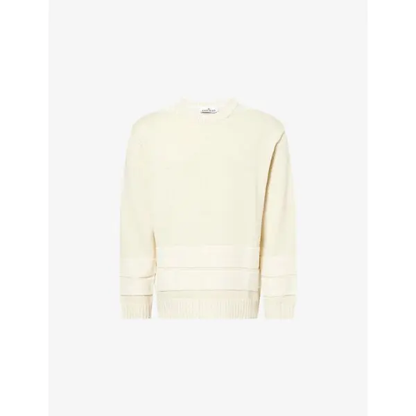Stone Island Marina Logo Cotton-and-linen Jumper - Ivory Melange