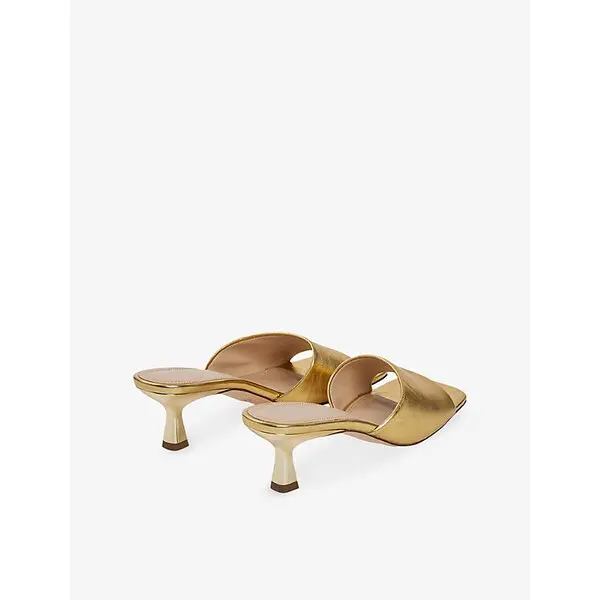 Sandro Heeled Metallic Leather Mules