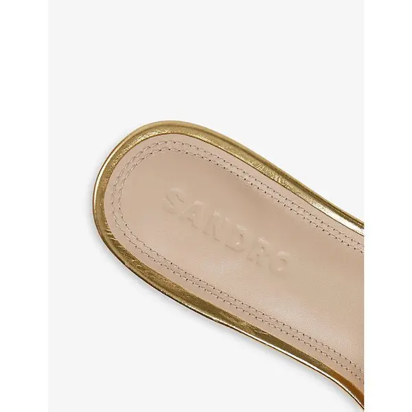 Sandro Heeled Metallic Leather Mules