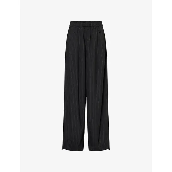 THE FRANKIE SHOP Oakdale Wide-leg Pinstripe Track Pants - Black/white Pinstripe