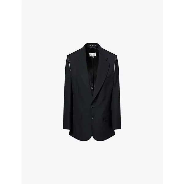 MAISON MARGIELA Raw-edge Single-breasted Wool Blazer - Black