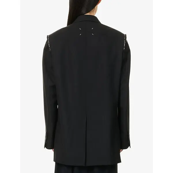 MAISON MARGIELA Raw-edge Single-breasted Wool Blazer - Black