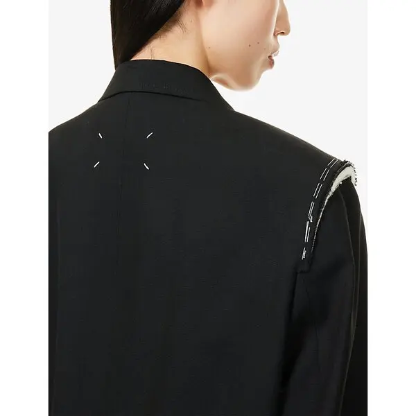 MAISON MARGIELA Raw-edge Single-breasted Wool Blazer - Black