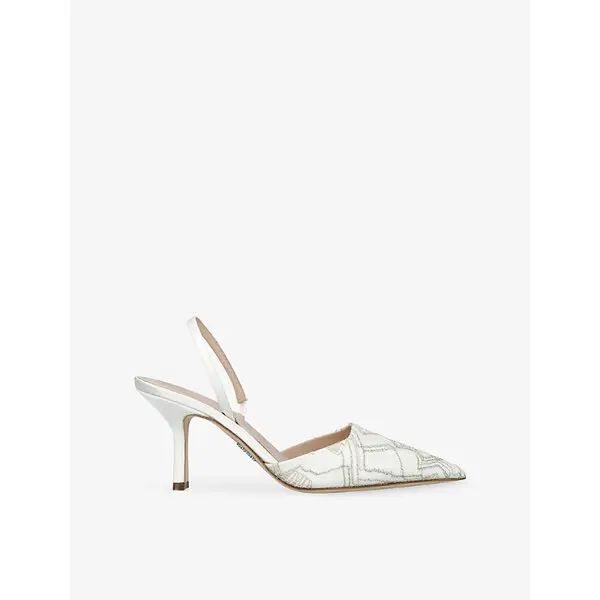 Rodo Assia 80 Satin Slingbacks - Beige Comb