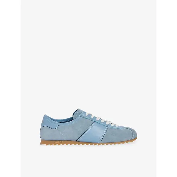Sandro Leather And Suede Trainers - Blue Sky