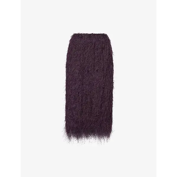 Dries Van Noten Sokna Fringed Midi Skirt - Dark Purple