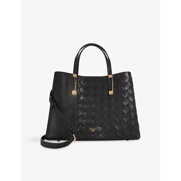 DUNE Dorry Weave Leather Tote Bag - Black Leather Mix