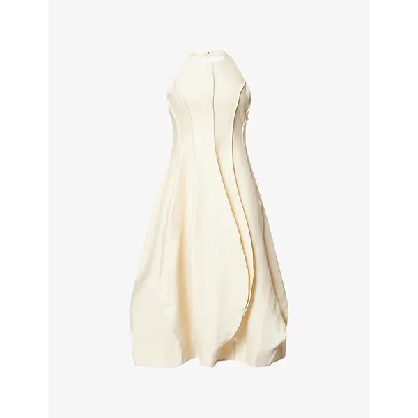ROHE FRAMES Low-back Tulip Linen-blend Midi Dress - Butter