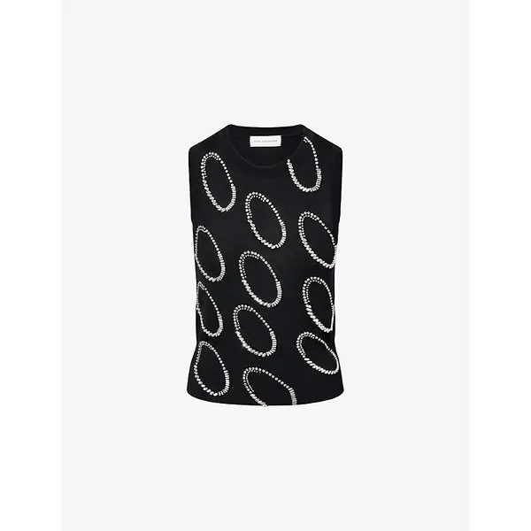 Dries Van Noten Crystal-embellished Merino Wool Vest - Black