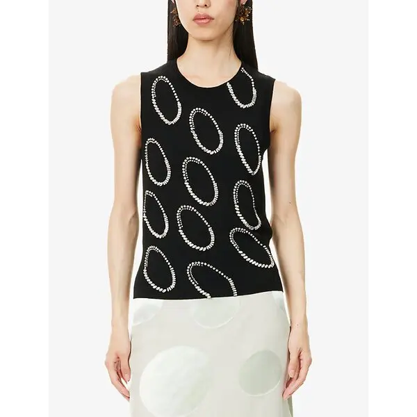 Dries Van Noten Crystal-embellished Merino Wool Vest - Black
