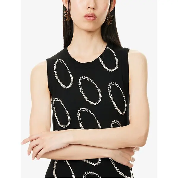 Dries Van Noten Crystal-embellished Merino Wool Vest - Black
